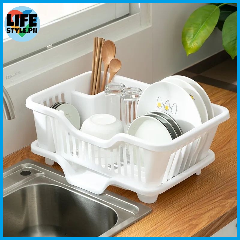 LS Plastic Drainer Holder Kitchen Dish Bowl Plate Drying Utensils Rack ...