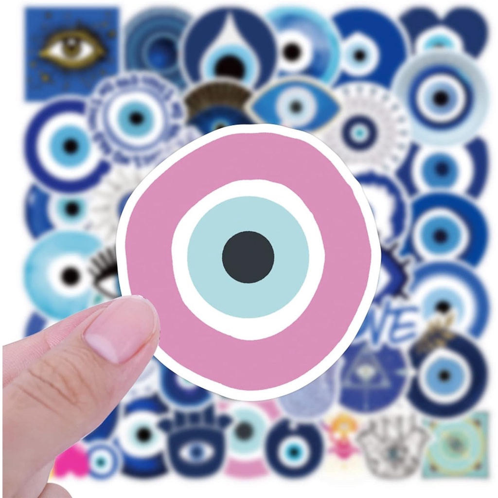 50 PCS Evil Eye Sticker Blue Turkish Eyes Graffiti Waterproof Stickers ...