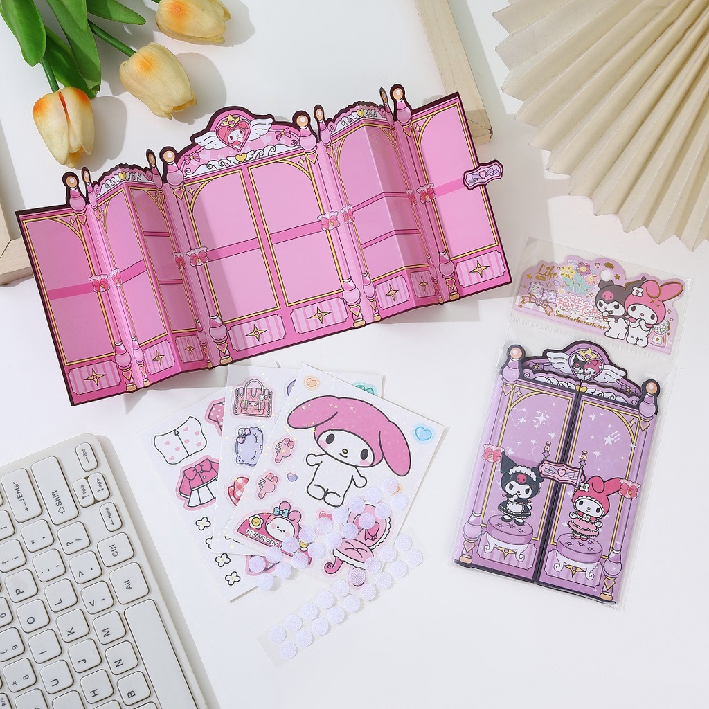 Sanrio Dressing Closet Quiet Book Free Cutting Kuromi MyMelody Variety ...
