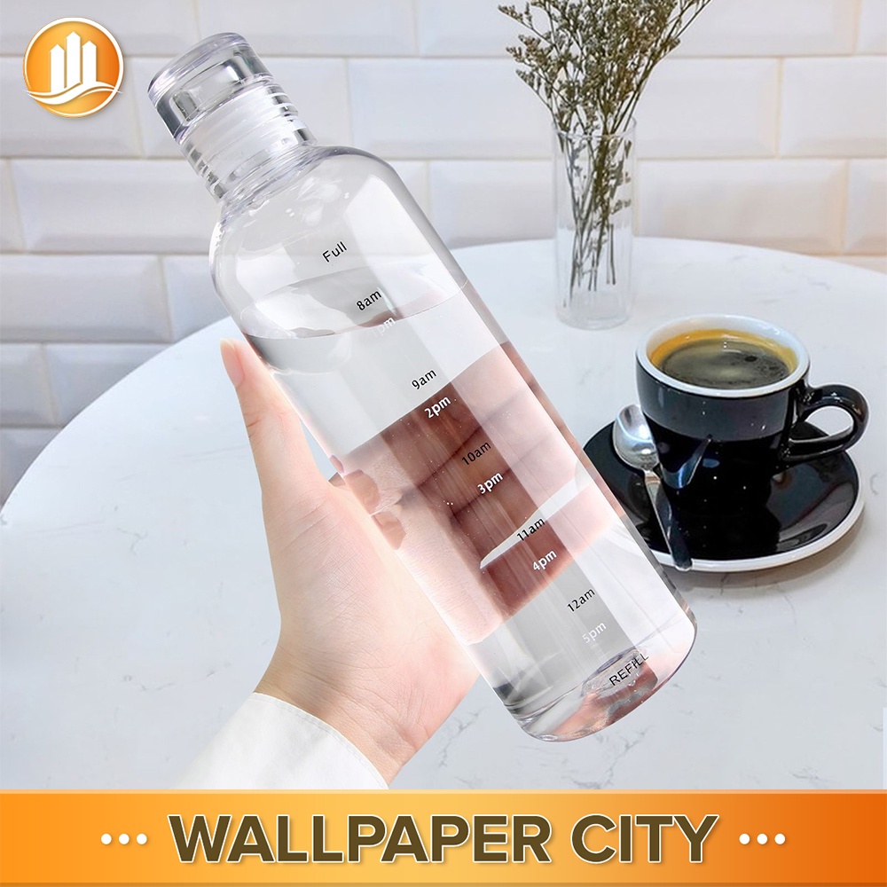 WPC Time Scale Transparent Drinking Bottle Glass Material Water Tumbler Modern Design 500ml ...