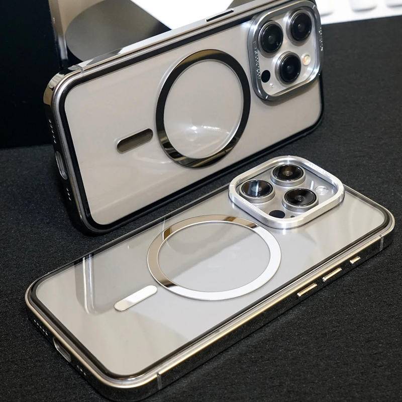 Aluminum alloy Frame Magnetic Phone Case Metal Lens Cover For iPhone 15 ...
