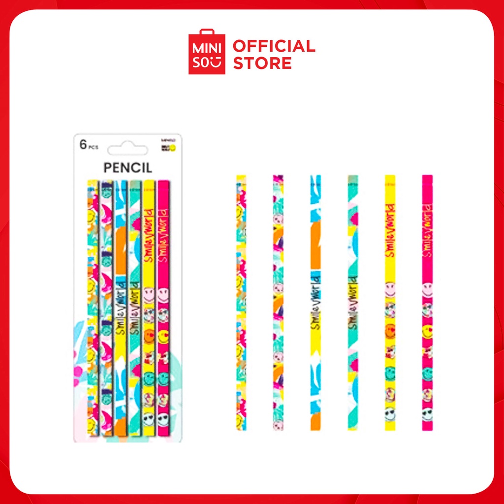 MINISO Smiley World Collection Pencil Set (6 Pack) | Shopee Philippines