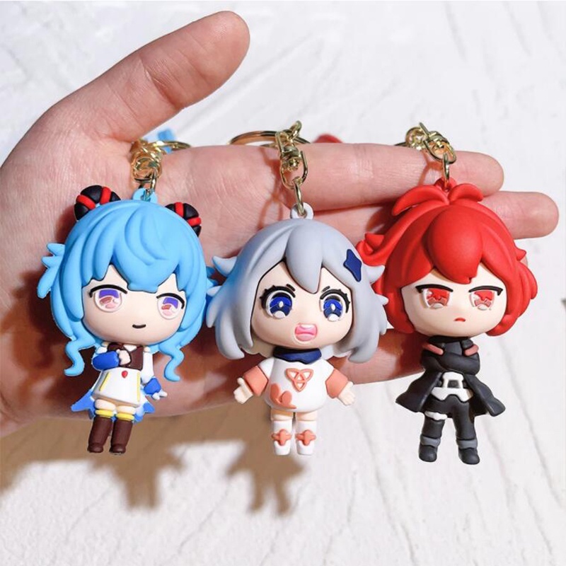 Creative Genshin Impact Anime Figure Ganyu Keqing Keychain Cute Game ...