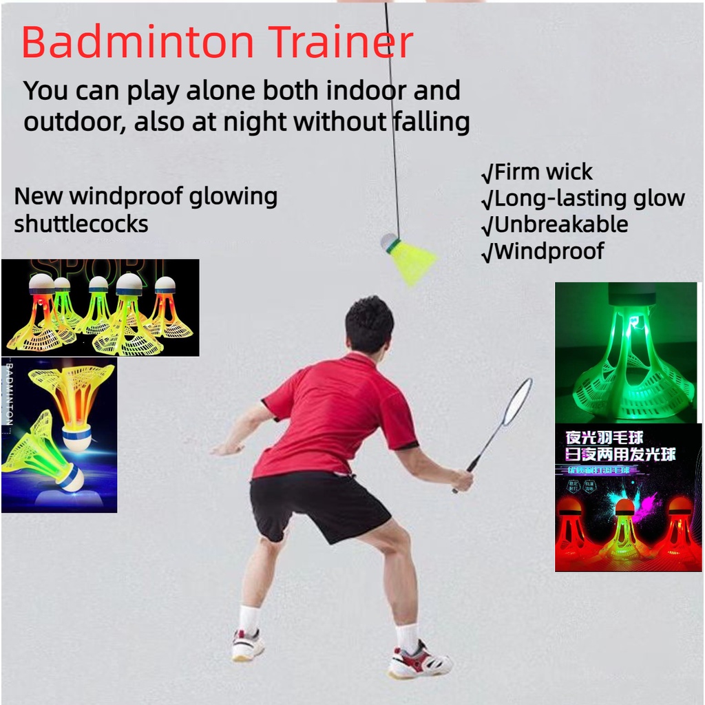 Badminton Trainer Solo Equipment Self Practice Tool with unbreakable ...
