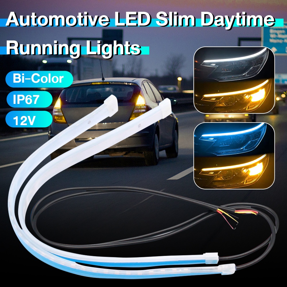 2PCS Motorcycle LED DRL Daytime Running Lights Tail Light Strip Flowing ...