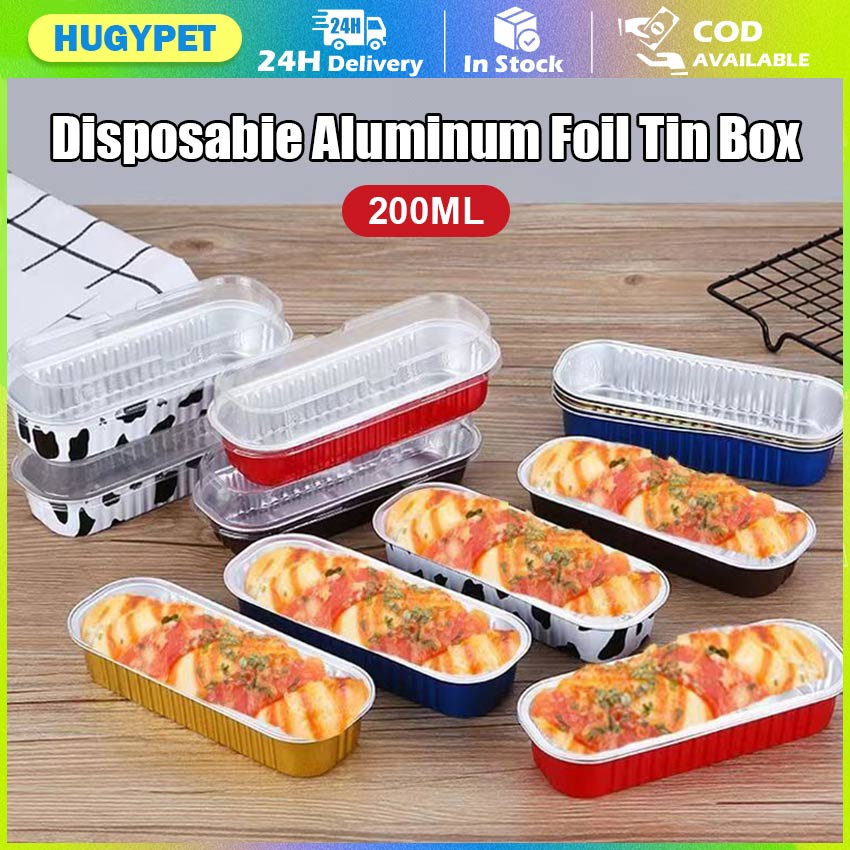 10pcs 200ml Aluminum Foil Baking Cake Box Rectangular Cheese Dessert ...