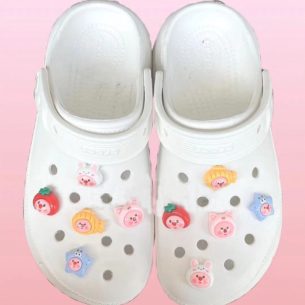 10pcs Cute Loopy Pink Beaver Rubie Crocs Shoe Decoration Buckle Sticker ...