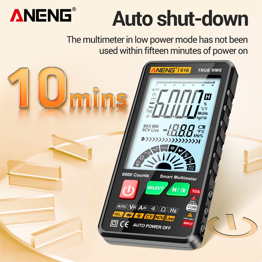 Aneng 616 Portable Multimeter Digital Intelligent Auto Range 6000 ...