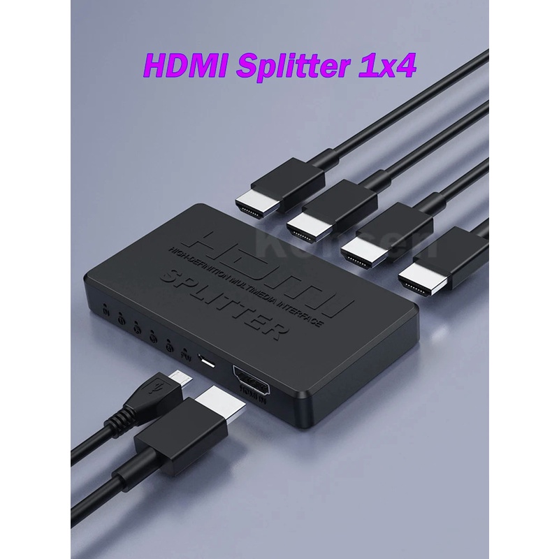 4K HDMI Splitter 1x4 HDMI Distributor Splitter 1 in 4 out HDMI Splitter ...