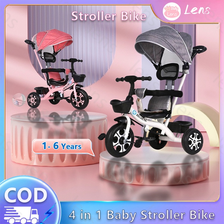 COD 4 in 1 Baby Stroller Bike for Girl Portable Kids Push Tricycle Bike ...