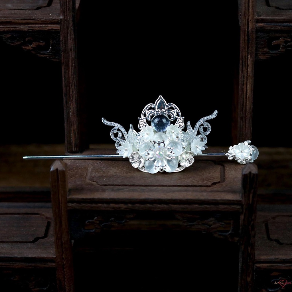 Chinese Hanfu Hair Crown Men White and Silver Retro Headwear Head Decor ...