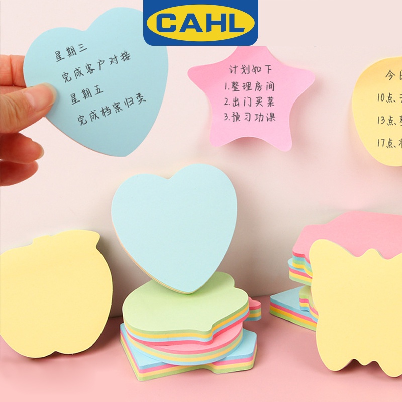 4 Color Colorful Self-Sticky Notes Star Heart Shape Sticky Notes 100 ...