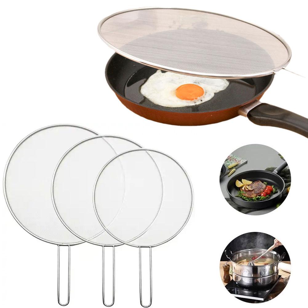 Kitchen Stainless Steel Splatter Screen With Handle And Lids Cover ...