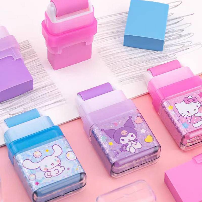 1Pcs Cute Sanrio Cartoon Roller Colorful Rectangle Eraser Rubber Kawaii Mymelody Kuromi ...