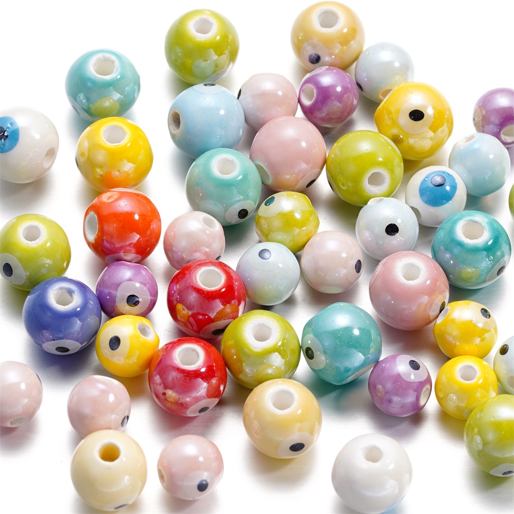 St. kunkka 5Pcs 8-10mm High Quality Ceramic Eye Round Beads Devil's Eye ...