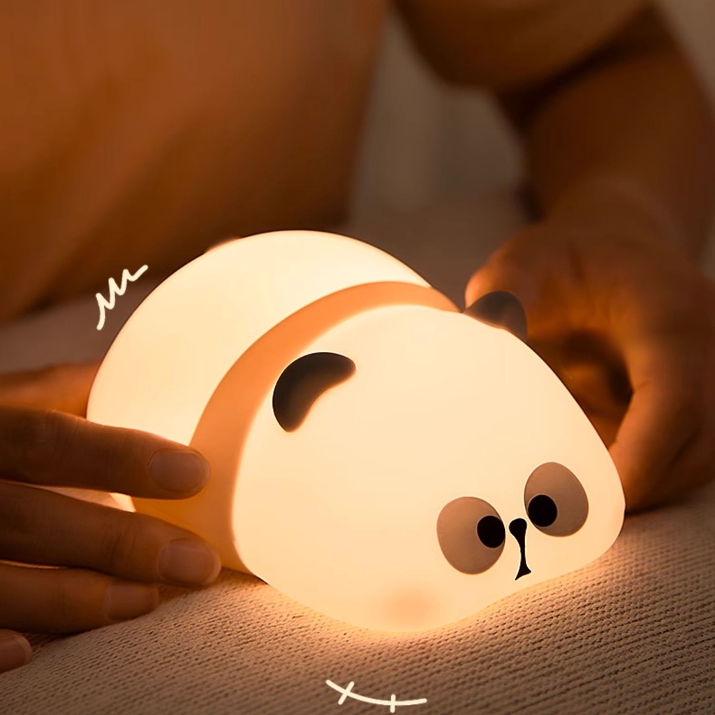 Cute Sleep Panda Night Light Rechargeable Dimmable Desktop Children ...