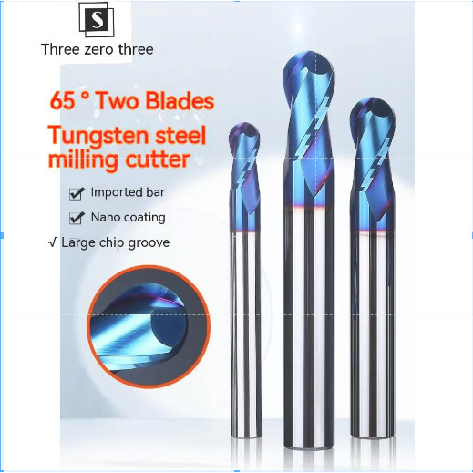 HRC65 Ball Nose End Mill CNC Router Bits Double Flute Spiral Milling ...