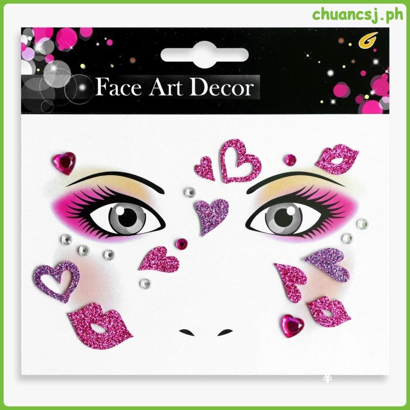Valentine's Day Heart Tattoo Sticker Valentines Decorations Face Gems ...