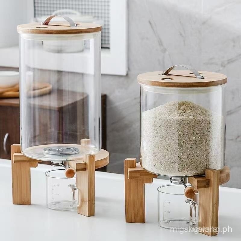 【PH Quick Arriva】5L 8L 10L glass rice dispenser rice jar storage ...