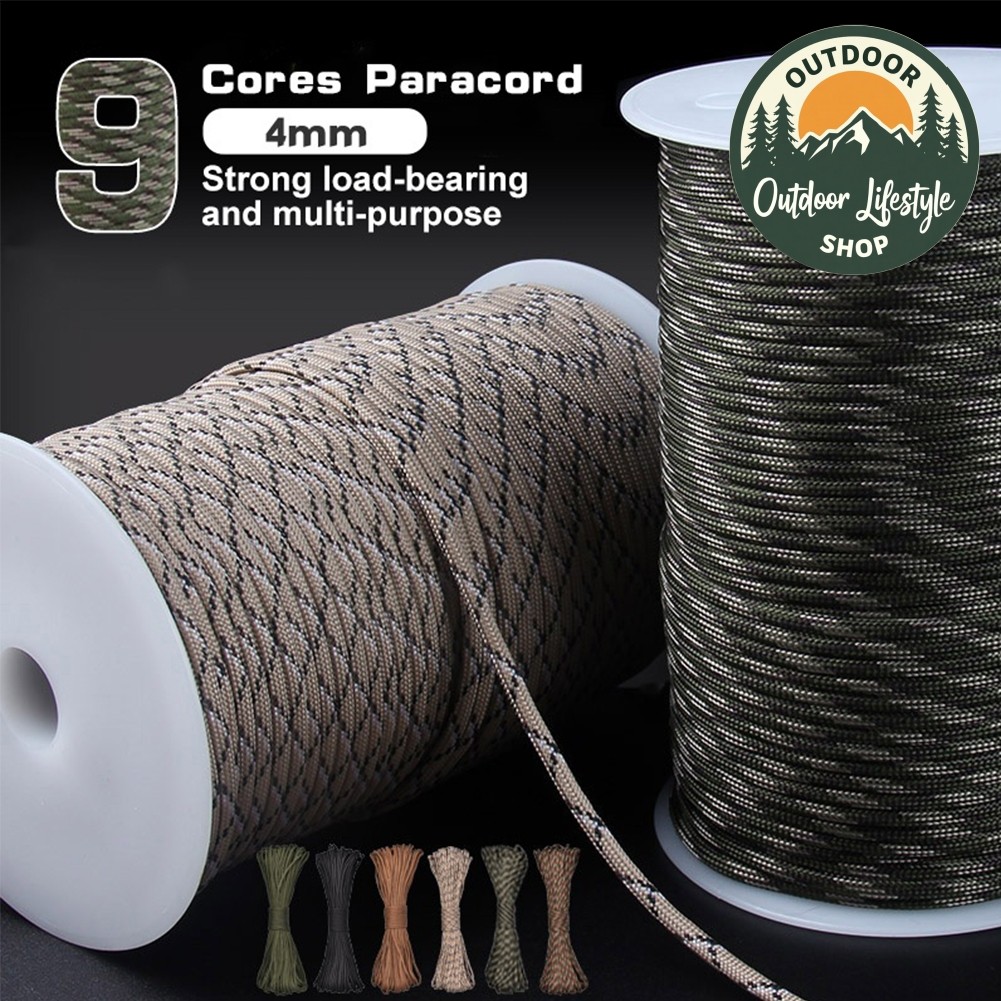 Paracord Rope 100M Camping Hiking Rope 9 Strand Core 4mm Parachute Rope ...