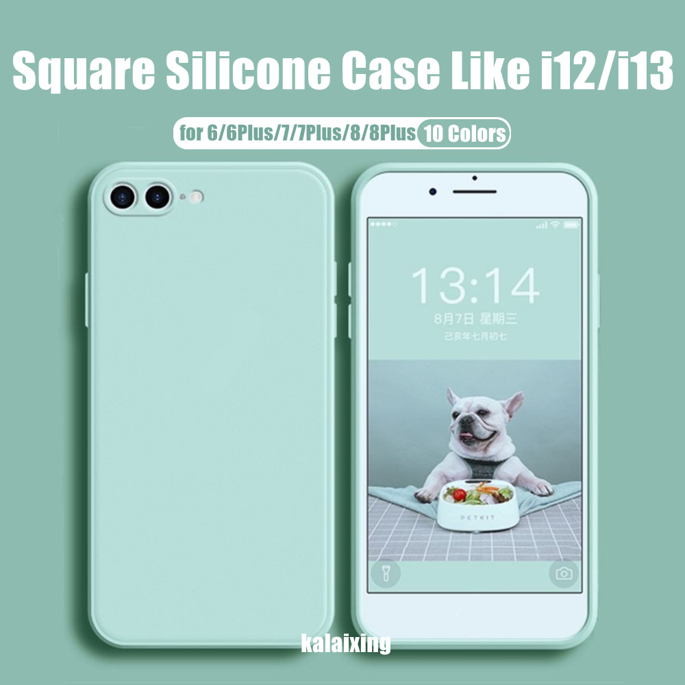 Luxury Square Silicone Case For iPhone 7Plus 8 Plus 6 6s Plus 7+ 8+ XR ...