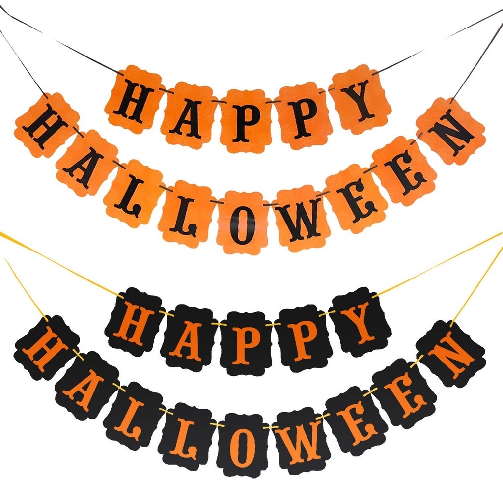 Happy Halloween Letter Banner Black Orange Banner Bunting Halloween ...