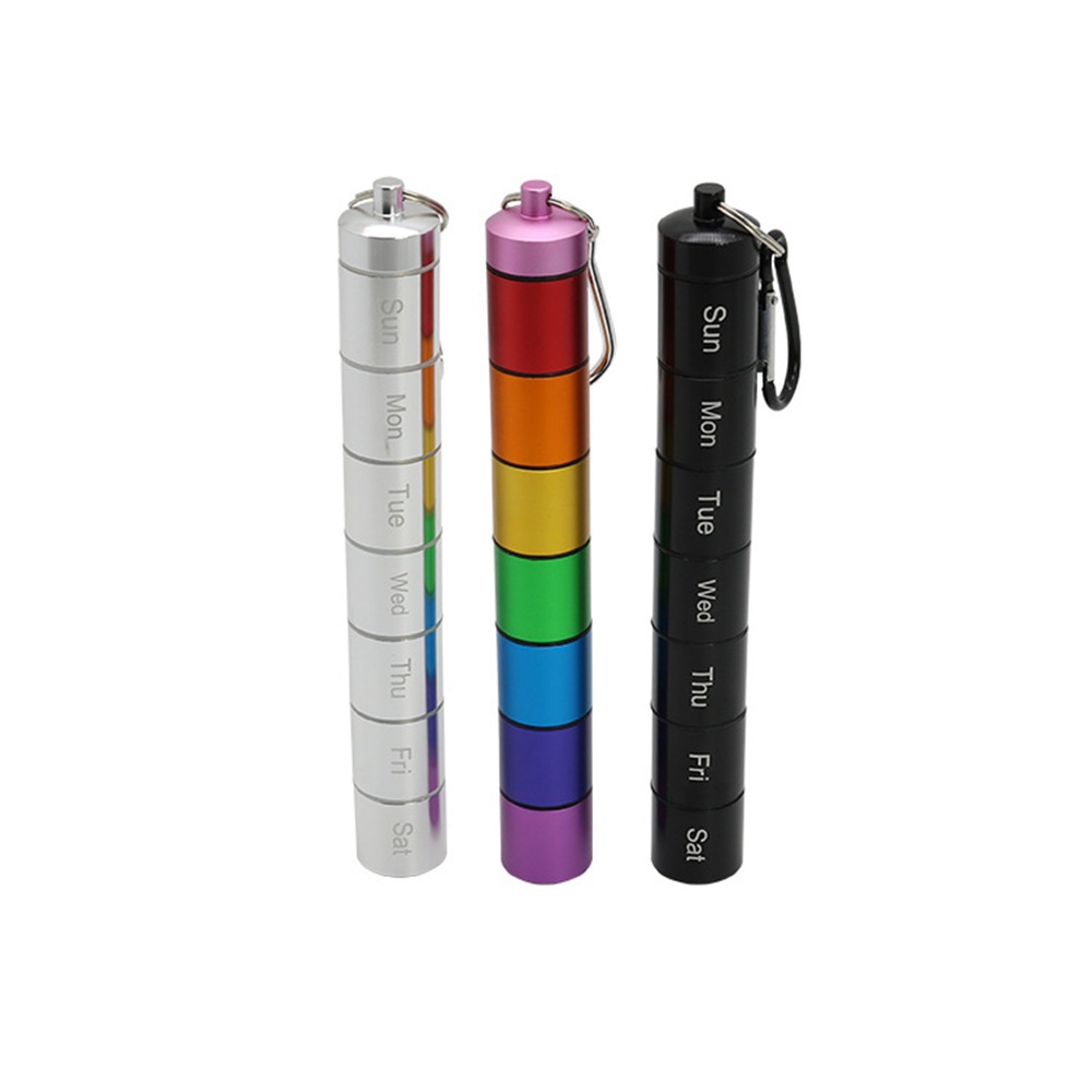 7 Days Pill Case, Portable Pill Box, Messar 7 Compartments Aluminum ...