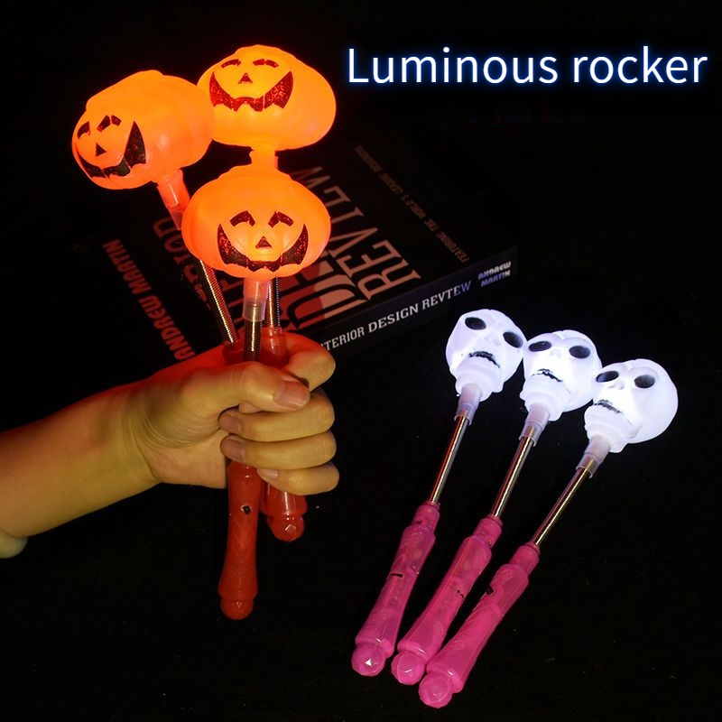 Halloween Glowing Shaking Stick Cartoon Handheld Pumpkin Head Skull ...