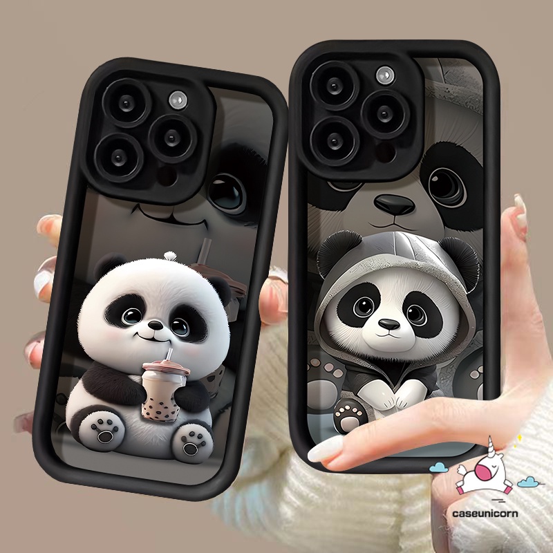 Creative Pandas Drink Milk Tea Angel Eyes Cartoon Phone Case Compatible ...