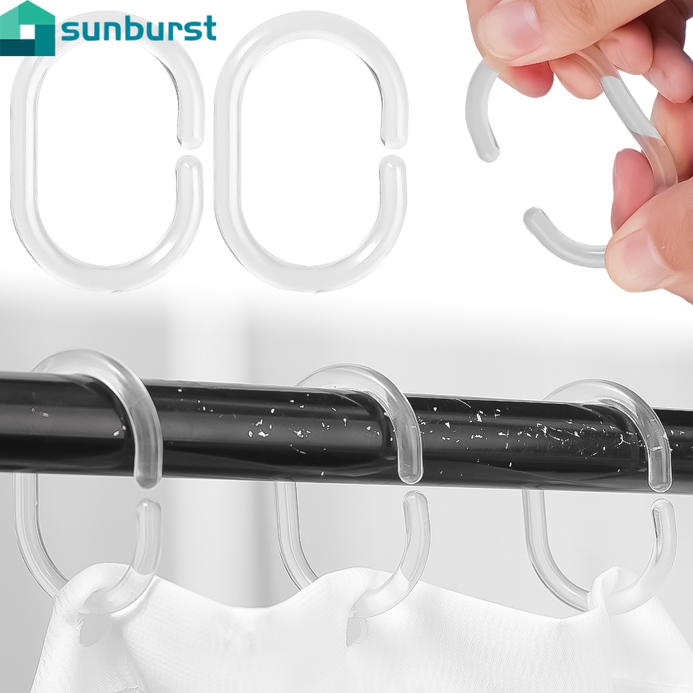 Loop Bendable Bathroom Curtain Hooks / C Shape Bath Drape Shower Ring ...