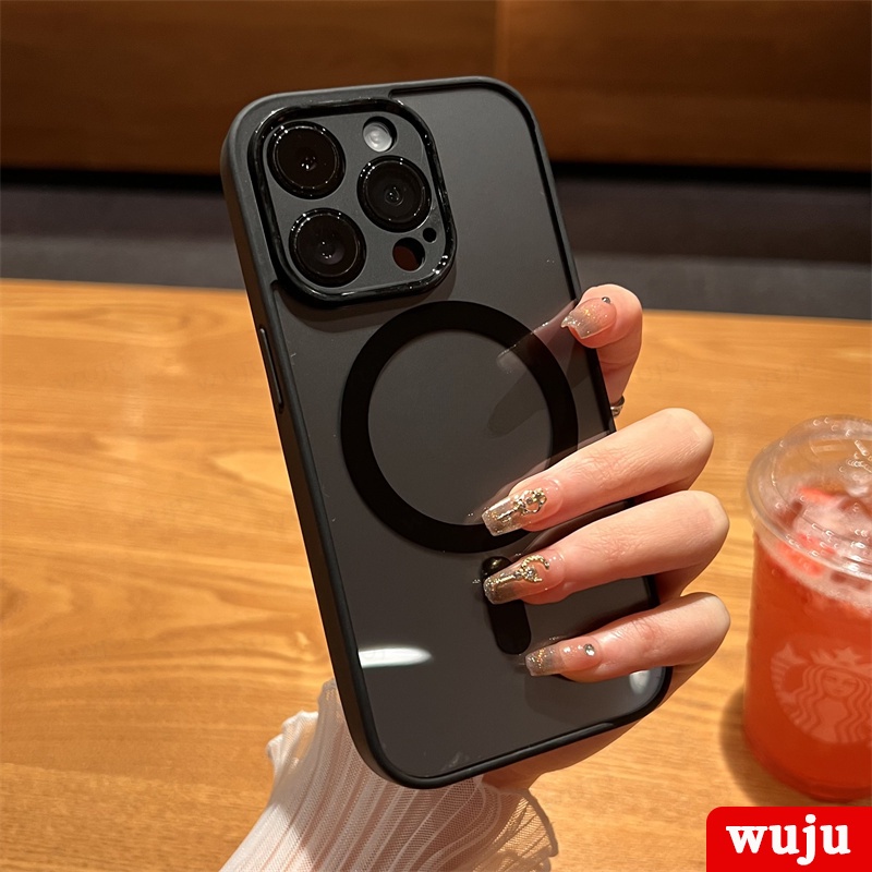 WUJU Luxury Clear Magnetic Wireless Charge Phone Case Compatible For iPhone 16 15 14 13 12 11 ...