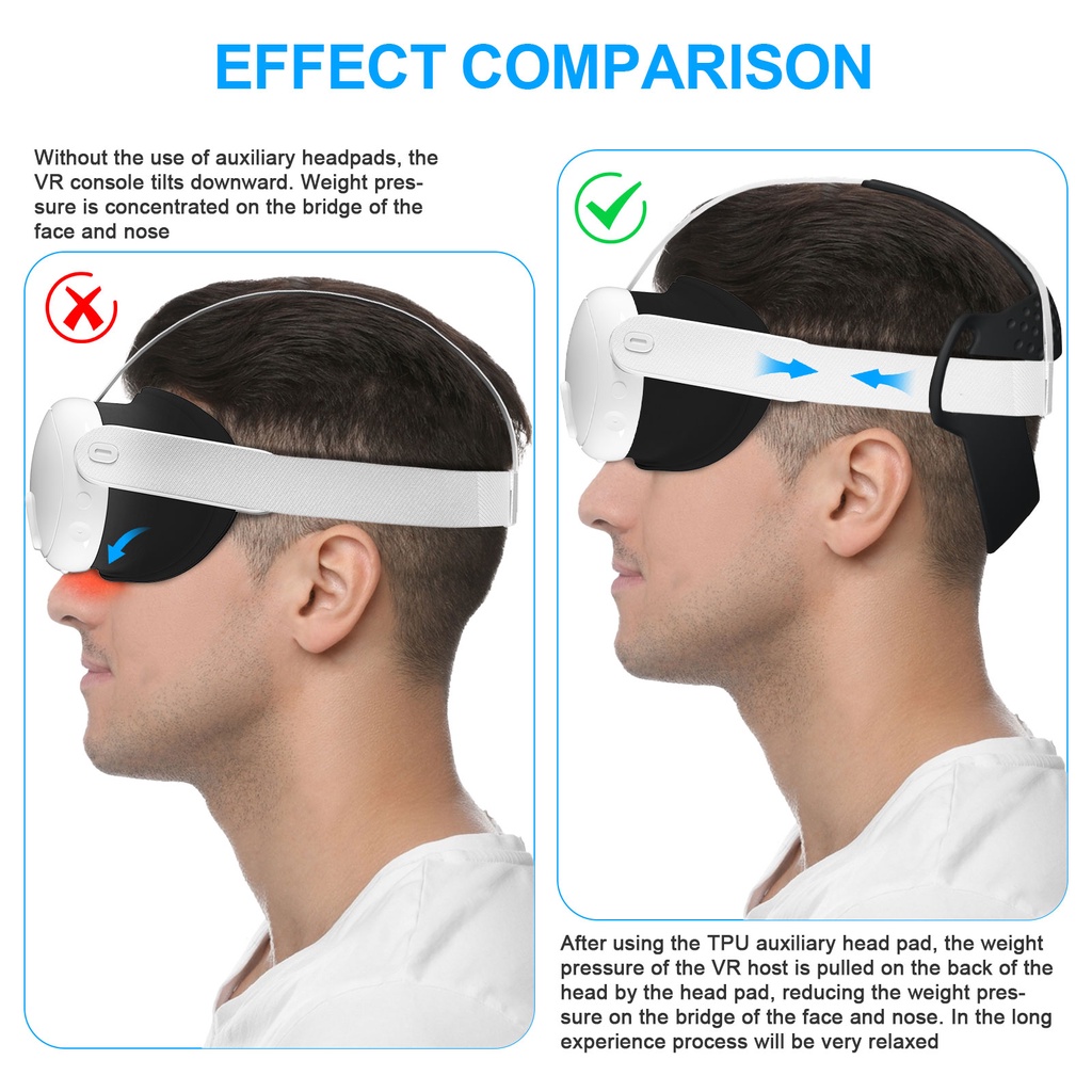 For Meta Quest 3 TPU Head Strap Pad Cushion Replacement Reduce Pressure ...