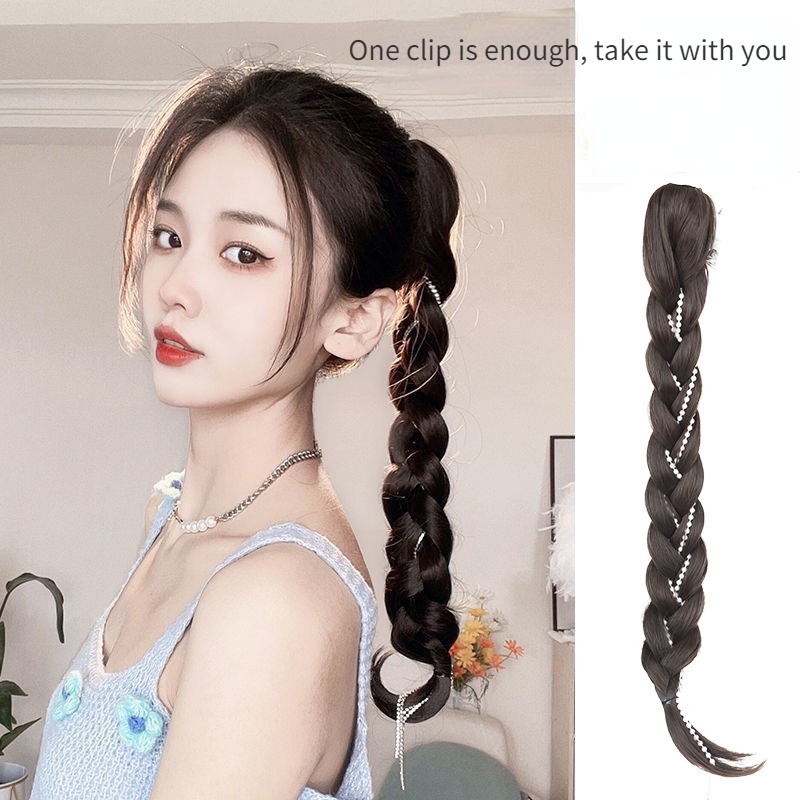 Wig ponytail female imitation boxing Fried Dough Twists braid natural ...