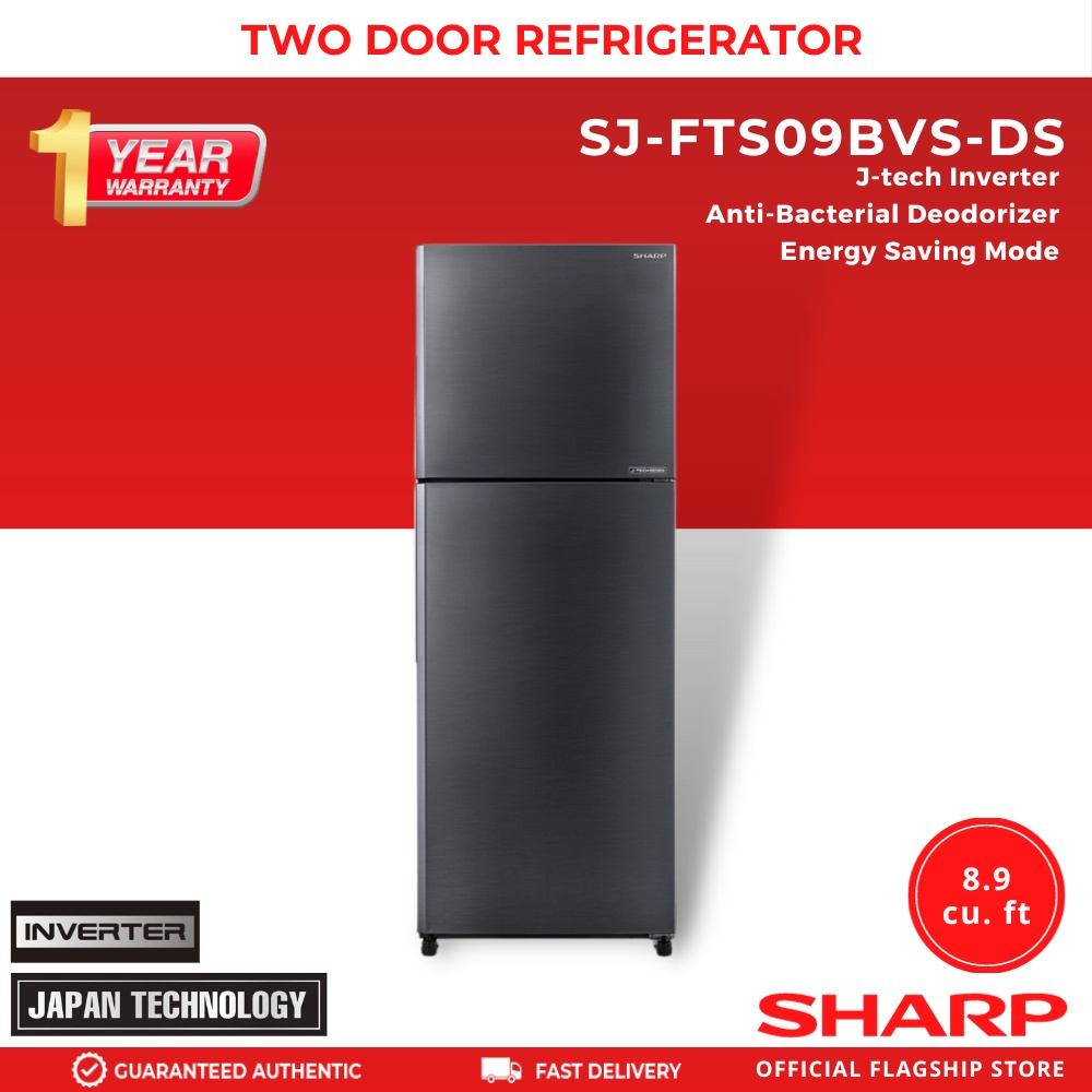 Sharp SJ-FTS09BVS-DS 8.9 cu.ft 2 Door No Frost Inverter Refrigerator ...