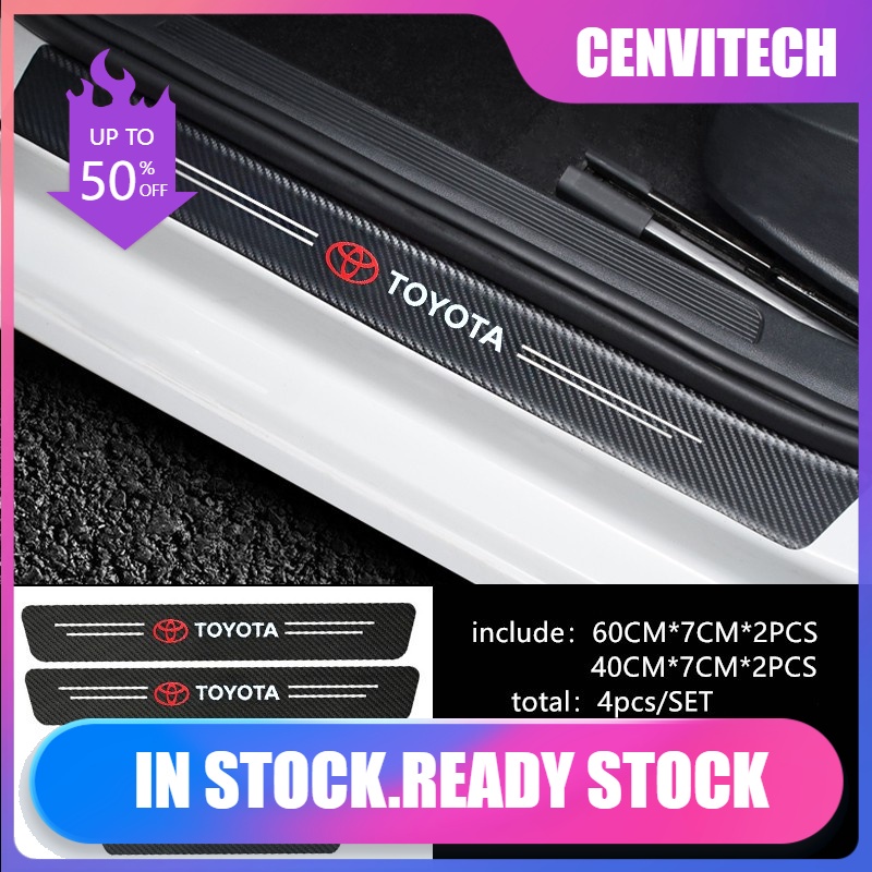 4pcs Car Door Side Step Sticker Carbon Fiber Threshold Strip for Toyota ...
