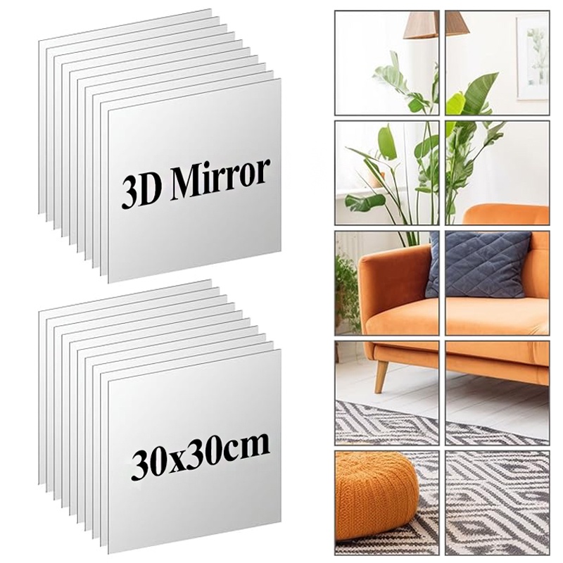 1/3/5Pcs 30x30cm Acrylic 3D Mirror Stickers/DIY Non-glass Square Wall ...