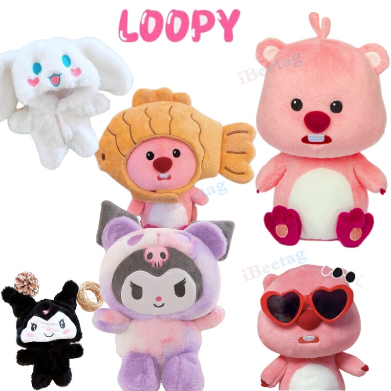 Loopy&Sanrio Plush Toy Cartoon Pororo Little Pink Beaver Loopy Kuromi ...
