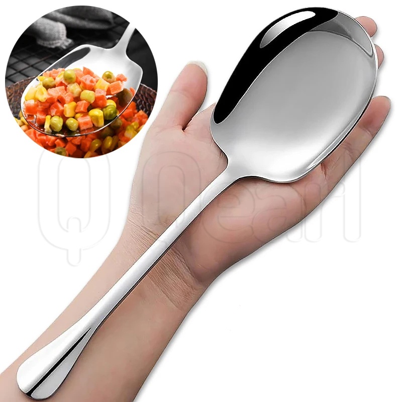 Long Handle Stainless Steel Common Spoons / Restaurant Large Soup Rice ...