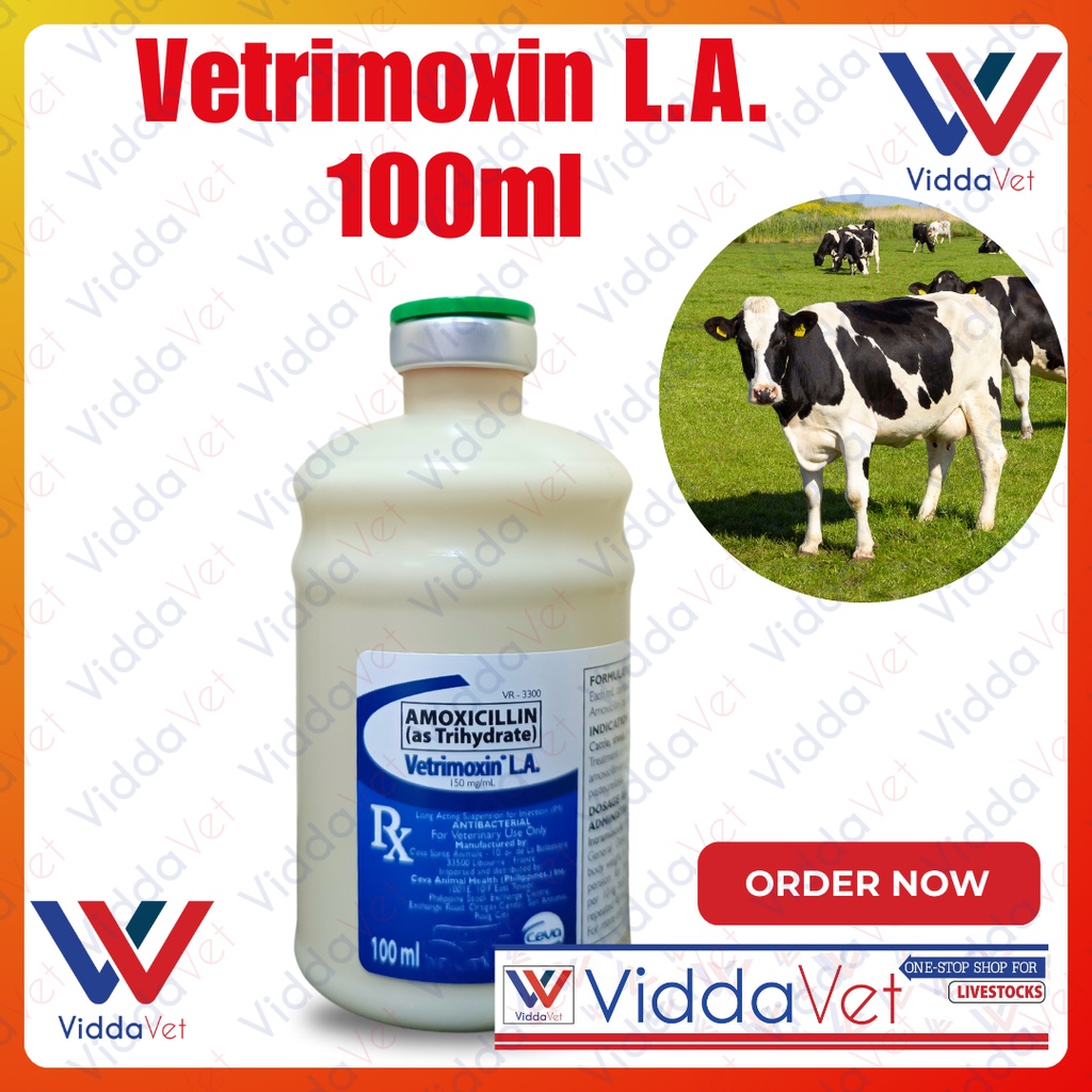 Vetrimoxin Viddavet 100ml amox la 15 percent from Ceva France for ...