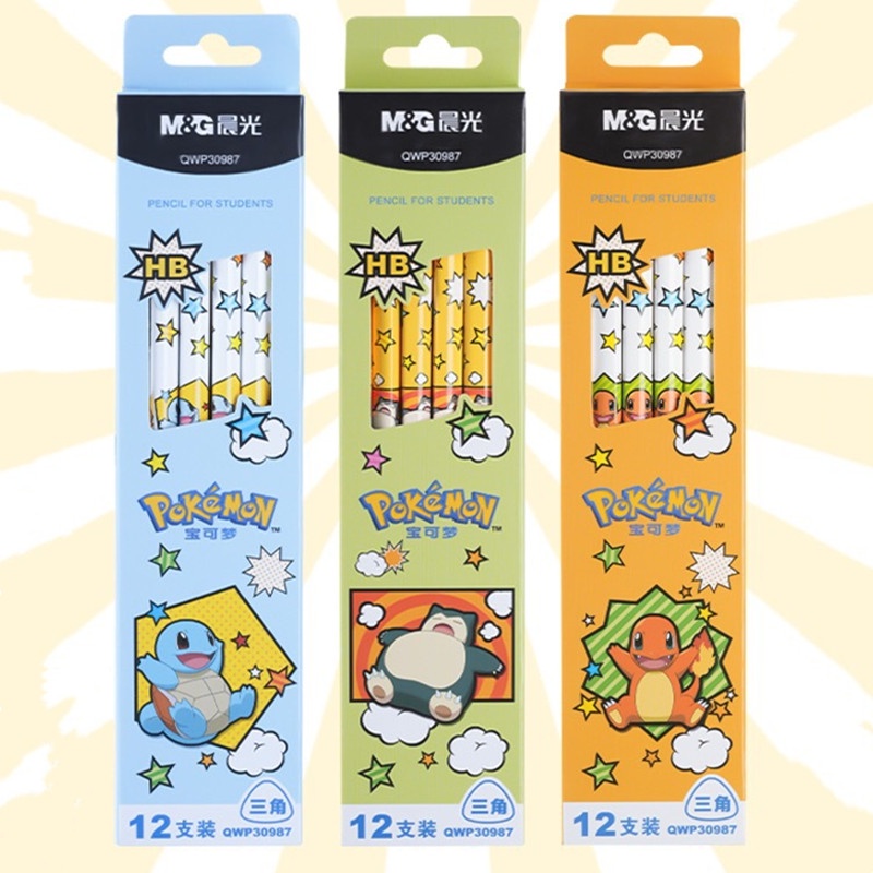 12pcs/set Pokemon Pencil with Eraser 2B/HB Student Wooden Pencils ...