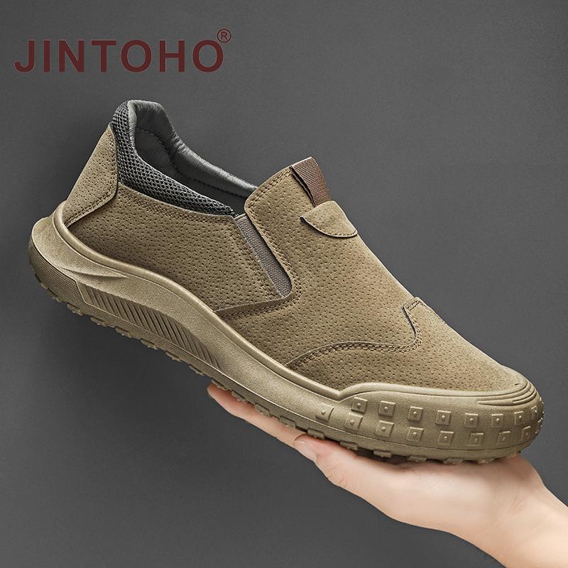 JINTOHO Handmade Leather Men Loafers Autumn Breathable Men Casual Shoes ...