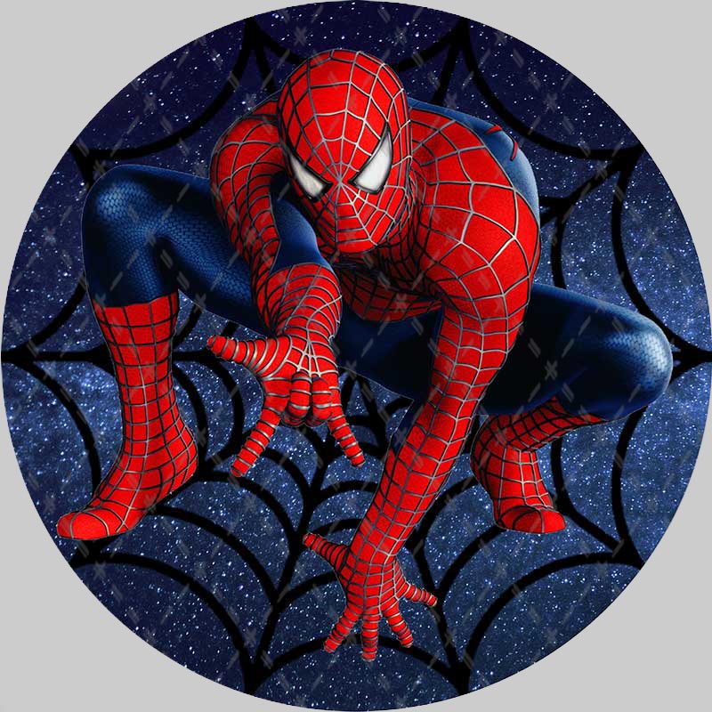 Spiderman Round Birthday Backdrop For Photography Baby Shower Kids ...