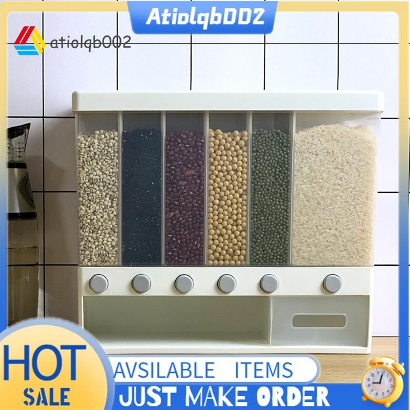 10KG Wall Mounted Divided Rice and Cereal Dispenser 6 Moisture Proof ...