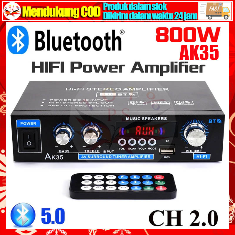 Ak-35 HiFi Digital Bluetooth EQ Stereo Amplifier 2 Channel Audio Power ...