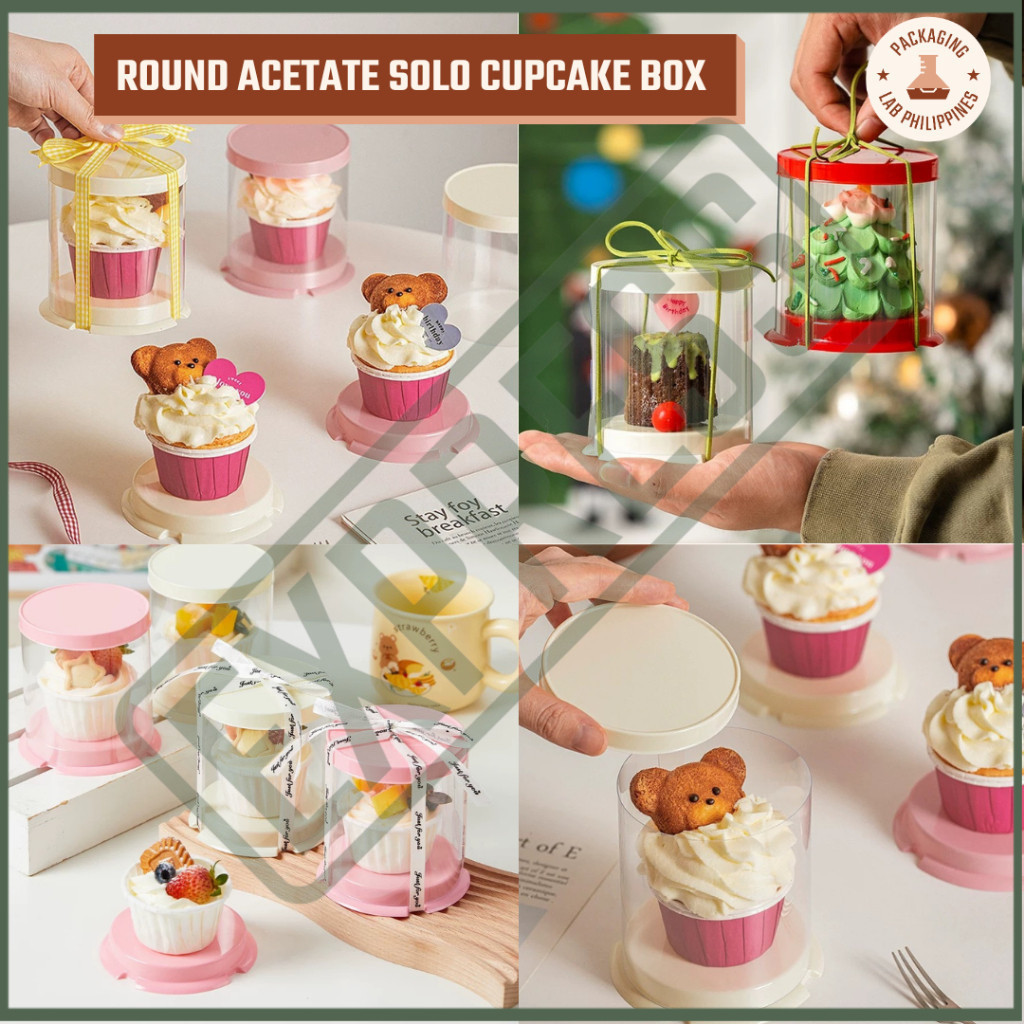 [10pcs] Round Acetate Solo Cupcake Box Single Cupcake Acetate Box ...