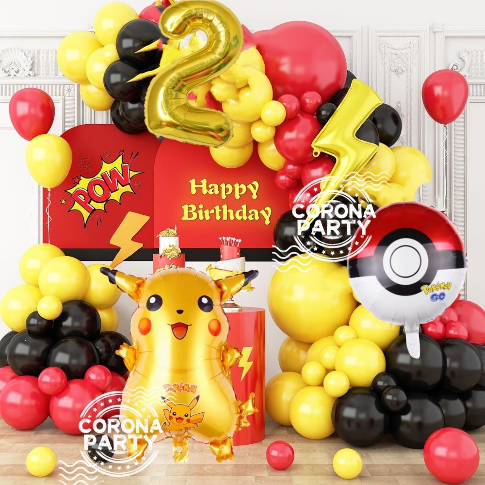Pokemon Pikachu Balloon Arch Kit Red Yellow Black Latex Balloon Kid ...