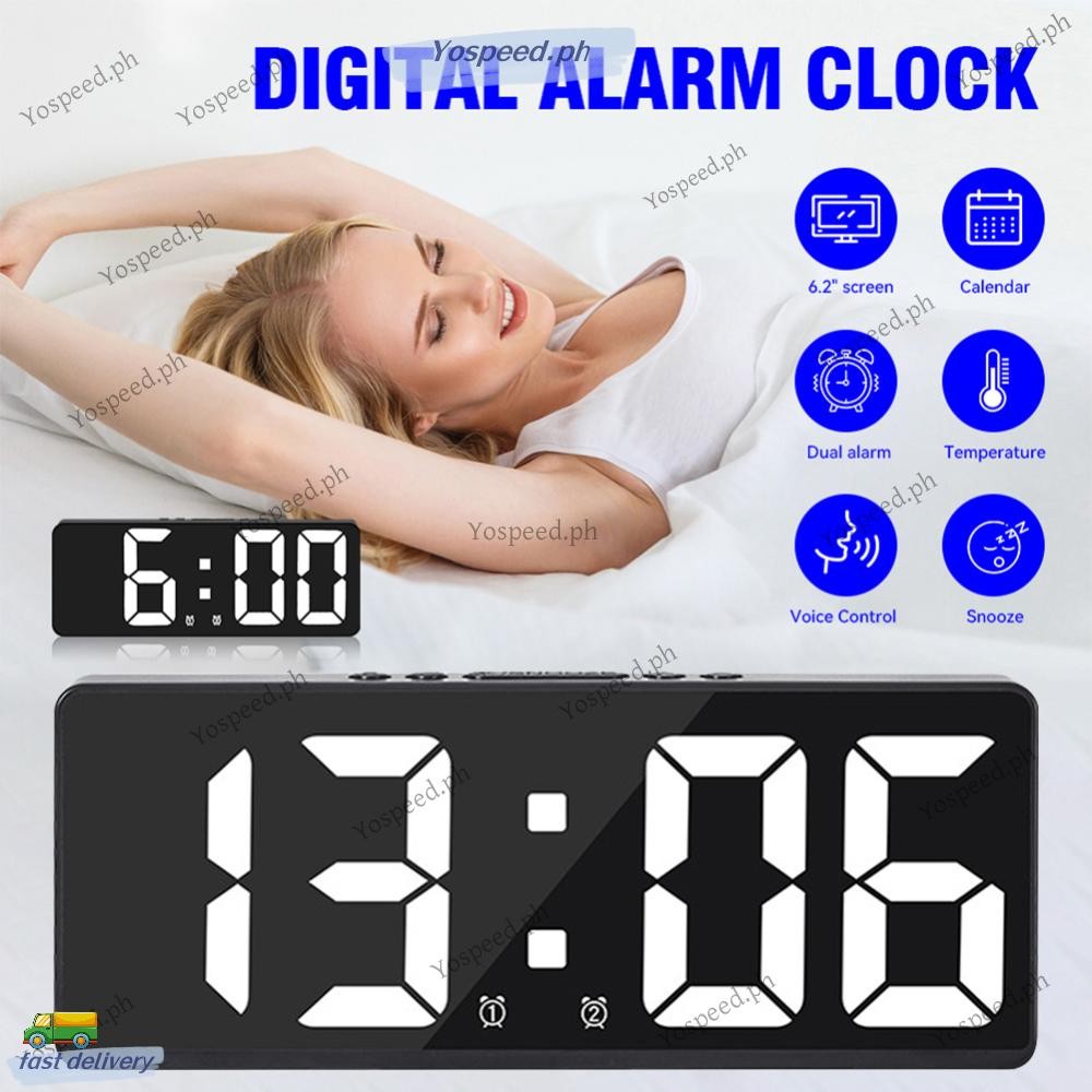Digital Alarm Clock 12/24H Display LED Digital Clock Electric Bedside ...