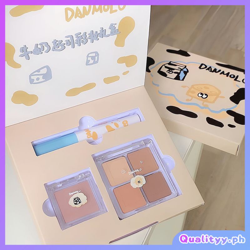 Milk Cheese Makeup Set Box Eyeshadow Palette Matte Lip Glaze Blush Gift ...