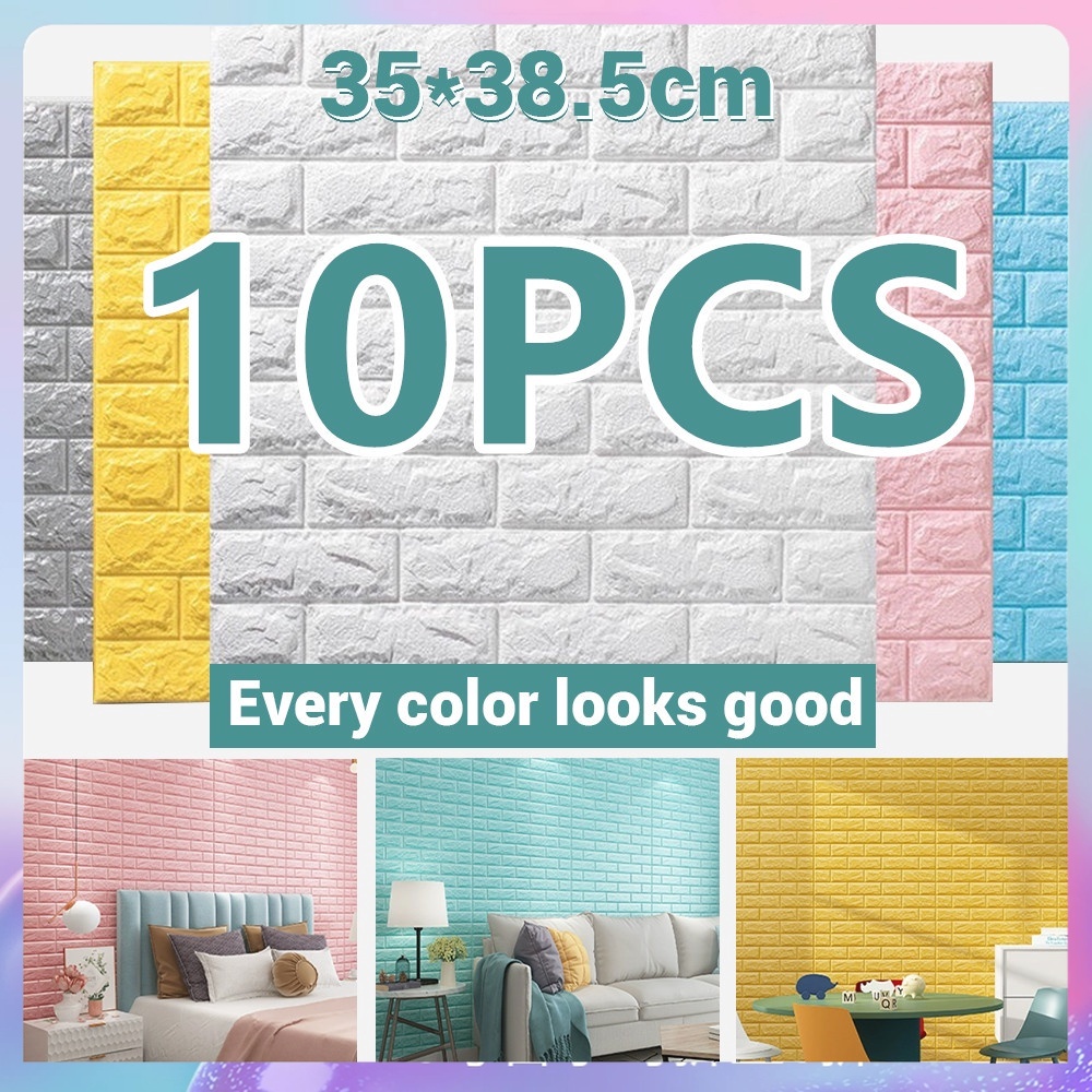 10PCS Bricks wallpaper form DIY adhesive 3D wallpaper sticker for home ...