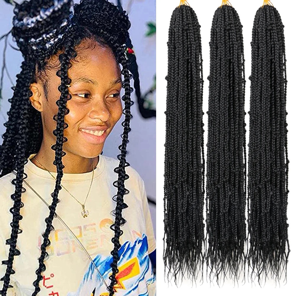 Jungle Box Braids Crochet Hair 32 Inch Butterfly Box Braids Messy ...